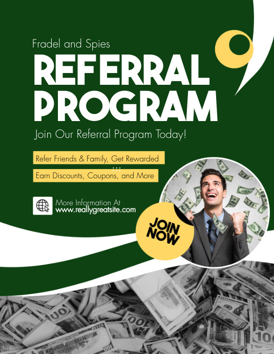 Plantilla de Green and Yellow Modern Referal Program Poste | PosterMyWall