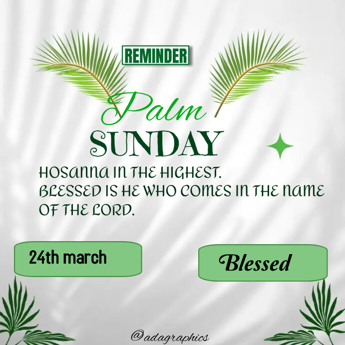 Green background Palm Sunday template | PosterMyWall