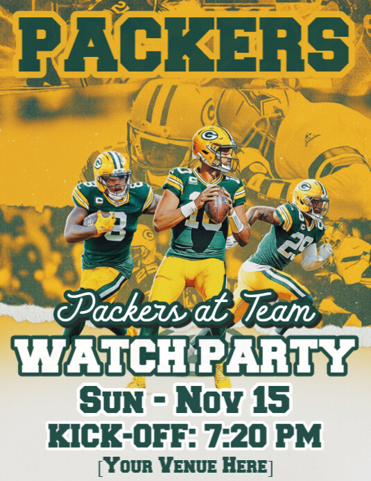 Modèle Green Bay Packers Football Watch Party Instagram Post Template ...