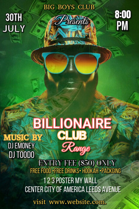 Copy of Green Billionaire Club Range Party Poster | PosterMyWall