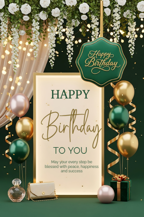 Green Birthday Celebration Poster Template | PosterMyWall