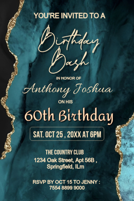 Green Birthday Invitation Poster Template | PosterMyWall