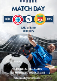 Blue black football match day poster Template | PosterMyWall