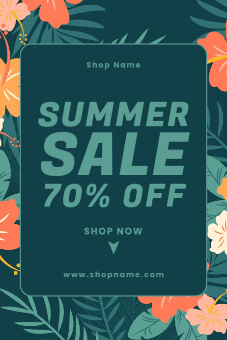 Green Blue Typographic Tropical Summer Sale Promotional Discount Offer ...