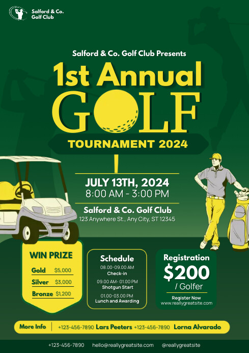 Green Bold Illustrative Golf Tournament Flyer Template | PosterMyWall
