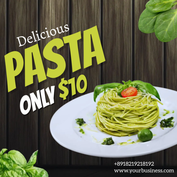 GREEN Brown Pasta Promotion Instagram Post Template | PosterMyWall