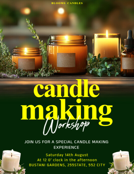 Green Candle Making Workshop Flyer (us Letter) Template | PosterMyWall