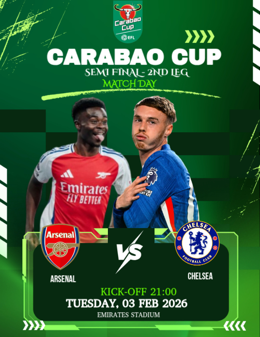 Green Carabao Cup Match Day Flyer Template | PosterMyWall