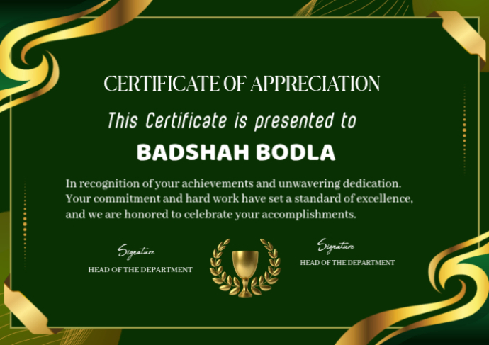 Green Certificate of Appreciation A2 Template | PosterMyWall