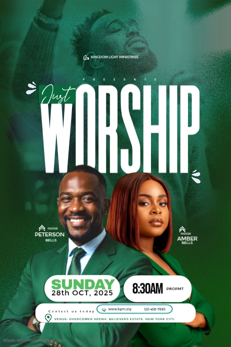 Green Church Worship Event Poster Template | PosterMyWall