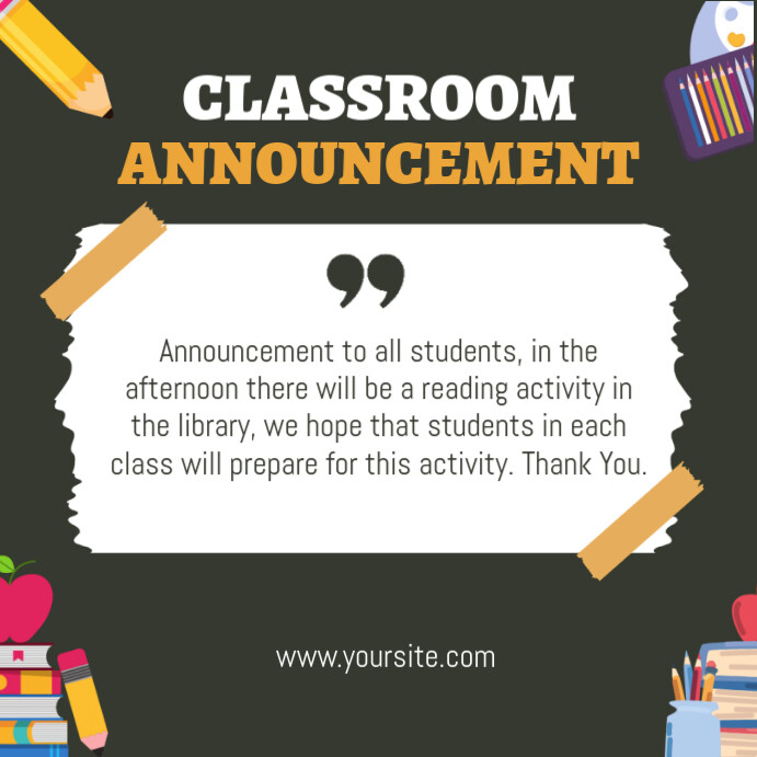 Copy of Green Classroom Announcement Instagram Post | PosterMyWall