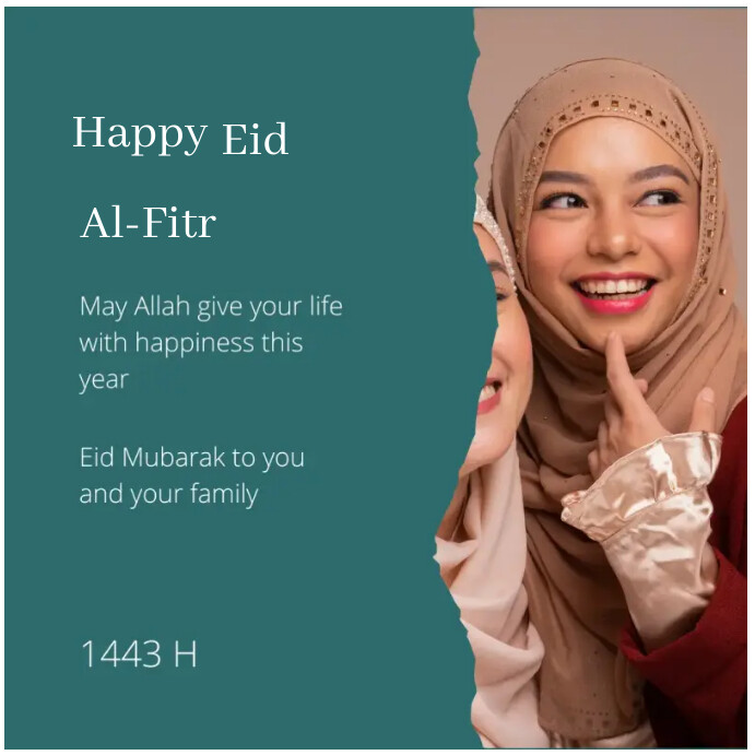 Green Clean Happy Eid Al-Fitr Instagram Post Template | PosterMyWall