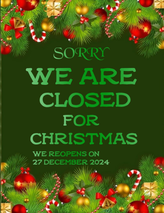 Green Closed To Celebrate Christmas Flyer (us Letter) Template ...