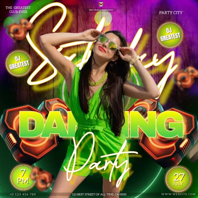 green club Saturday party ad template | PosterMyWall