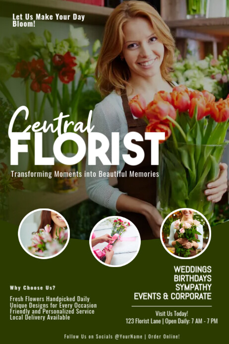 Green Collage Florist Business Poster Template | PosterMyWall