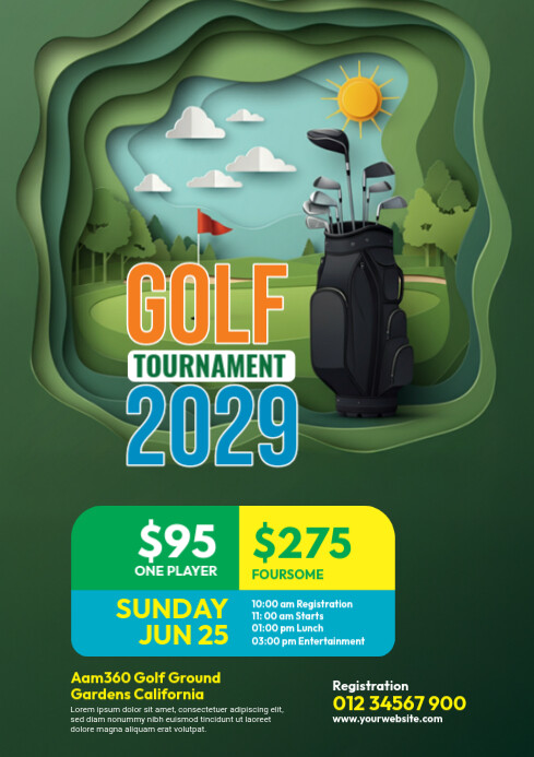 Modèle Green Collage Golf Event Design A4 | PosterMyWall