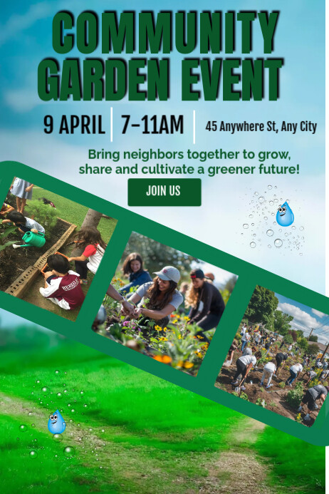 Copy of Green Collage white and black community garden event Poster ...