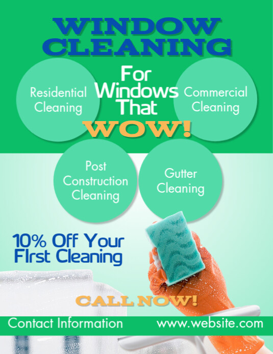 Green Collage Window Cleaning Flyer (us Letter) Template | PosterMyWall