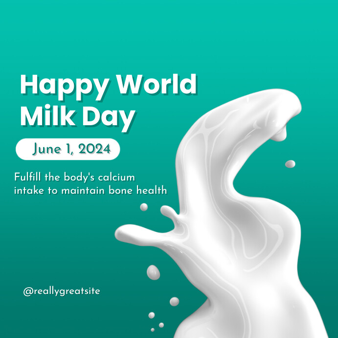 Green Dark Green Simple World Milk Day Instag Template | PosterMyWall