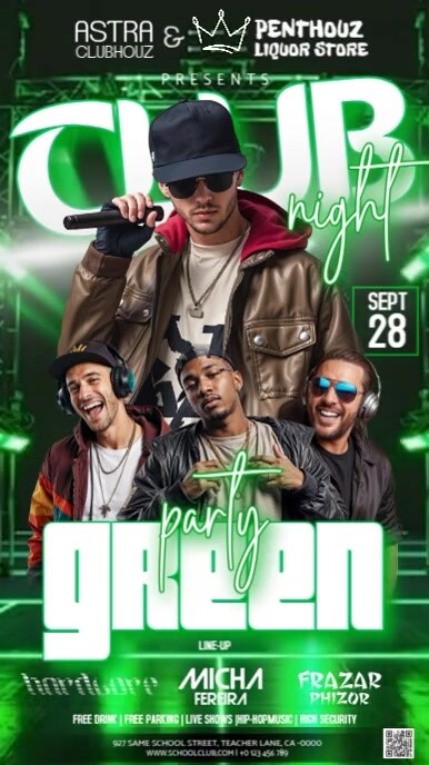 green dj club party event ad design template | PosterMyWall