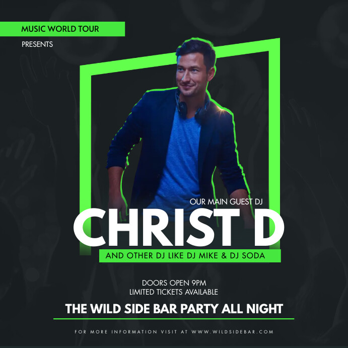 Green DJ Night Instagram Post Template | PosterMyWall