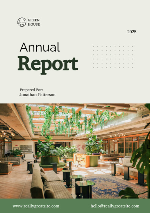 Green Dotted Clean Digital Annual Report Cover Page A4 Document Templat ...