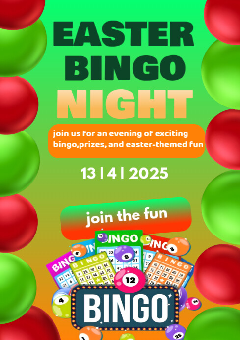 Green Easter Bingo Night A3 Template | PosterMyWall