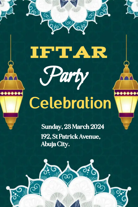 Green Elegant Ramadhan Iftar Party Invitation Template | PosterMyWall