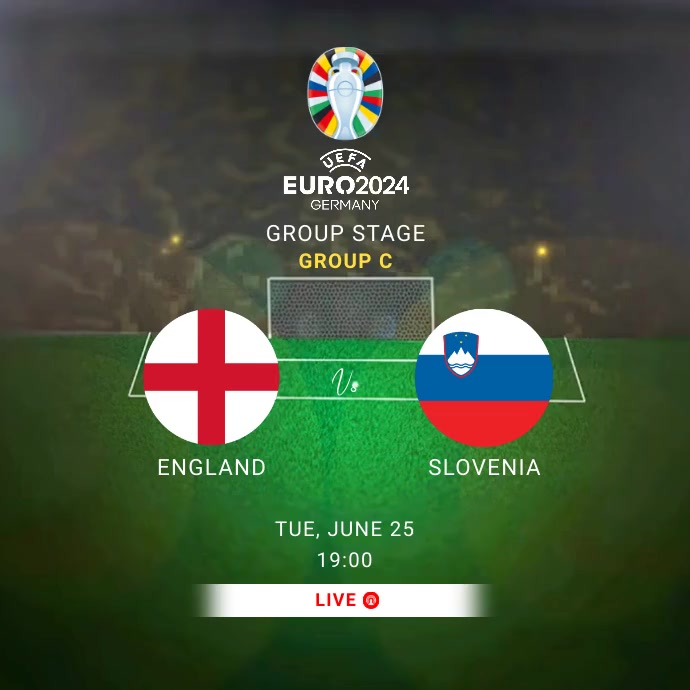 Copy of Green Engalnd Vs Slovenia Euro 2024 Square ( | PosterMyWall