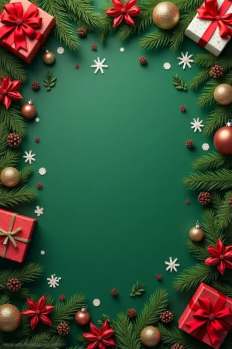 Green Floral Christmas Background Poster Template | PosterMyWall