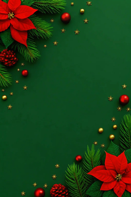 Green Floral Christmas Invitation Background Poster Template | PosterMyWall