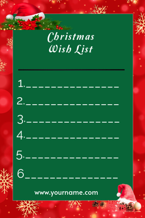 Plantilla de Green Floral Christmas Wish List Template Poster ...