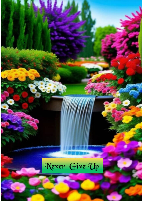 Green Floral Colourful Floral Waterfall A3 Template | PosterMyWall