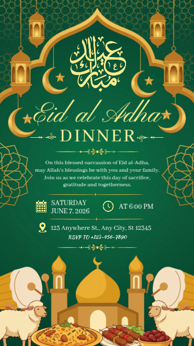 Eid Al-adha Dinner Template | PosterMyWall