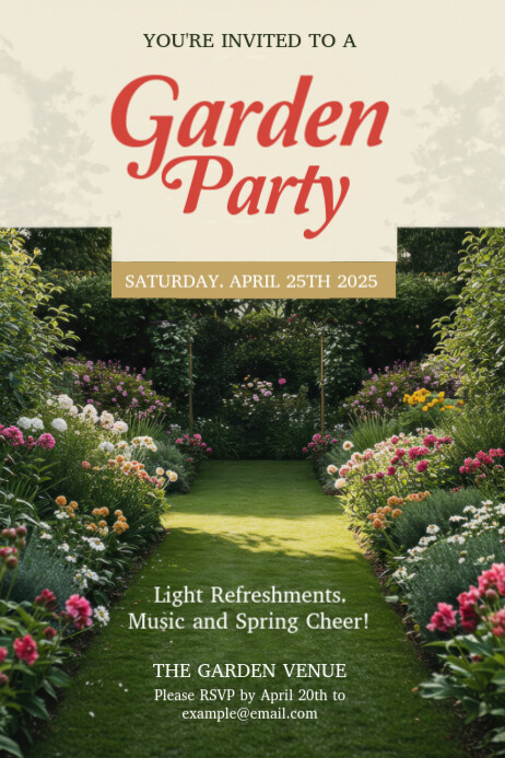 Green Floral Garden Party Poster Template | PosterMyWall