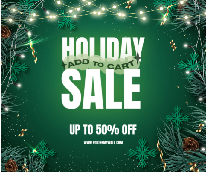 Green Floral Glow Light Holiday Sale Persegi Panjang Besar Template ...