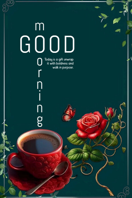 Green Floral Good Morning Banner 4' × 6' Template | PosterMyWall