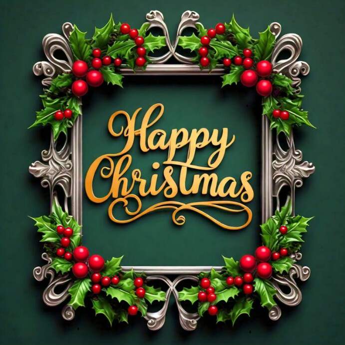 Green Floral Happy Christmas Frames Instagram Post Template | PosterMyWall