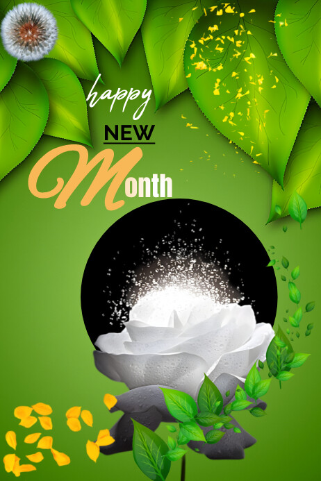 Green Floral Happy New Month Poster Template | PosterMyWall