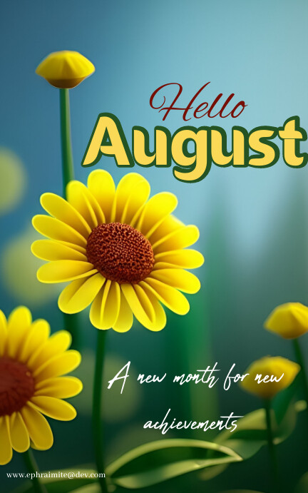 Plantilla de Green Floral Hello August Kindle/book Covers | PosterMyWall