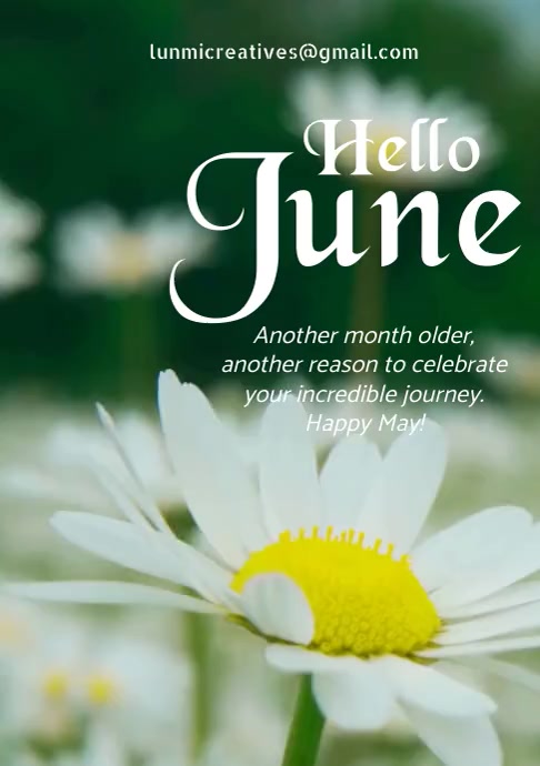 Green Floral Hello June A4 Template | PosterMyWall