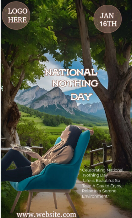 Green Floral National Nothing Day Us Legal Template | PosterMyWall