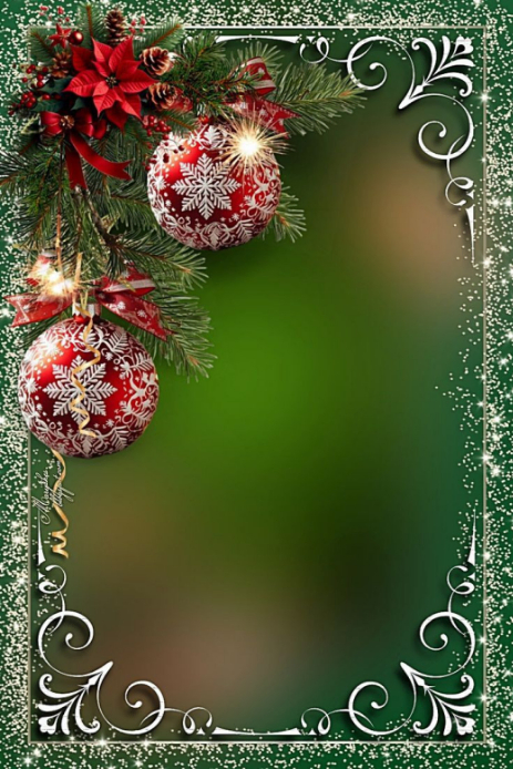 Green Floral Sparkling Green Christmas Frame Pinterest Graphic Template ...