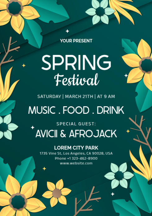 Copy of Green Floral Spring Festival A4 | PosterMyWall