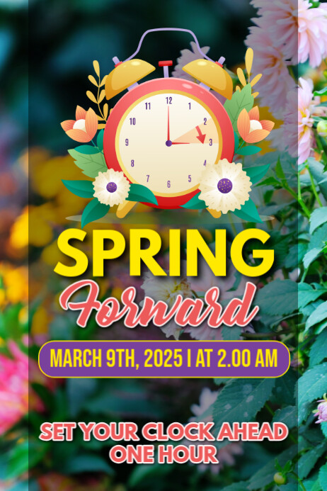 Szablon Green Floral Spring Forward Poster | PosterMyWall