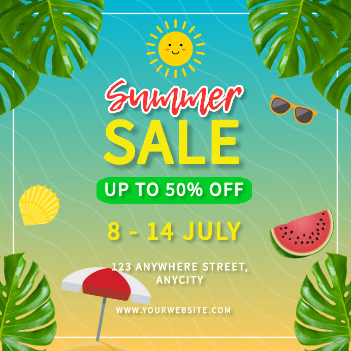 Copy of Green Floral Summer Sale Pos Instagram | PosterMyWall