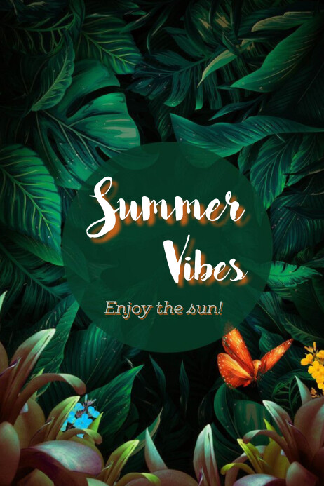 Green Floral Summer Vibes Poster Templat | PosterMyWall