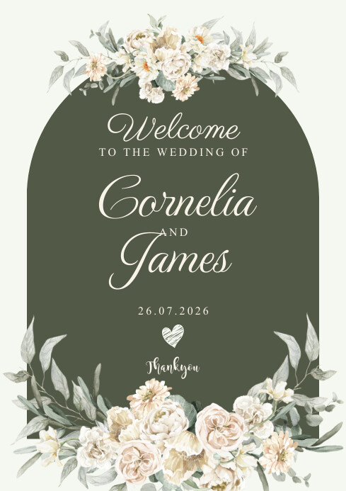 Copy of Green Flowery Welcome Sign Wedding Poster | PosterMyWall