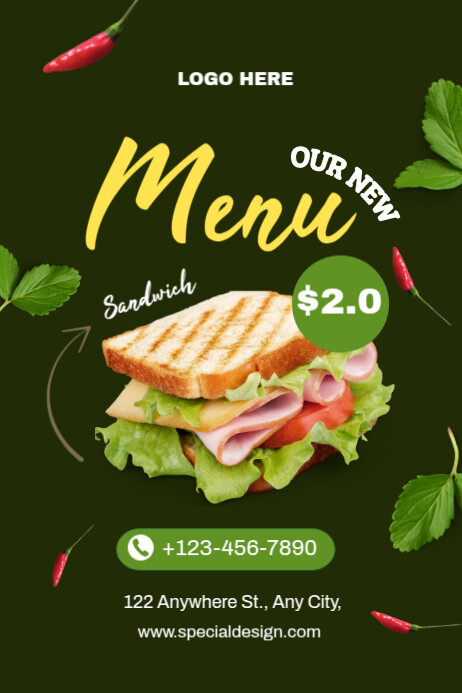 Copy of Green Food Menu Poster | PosterMyWall