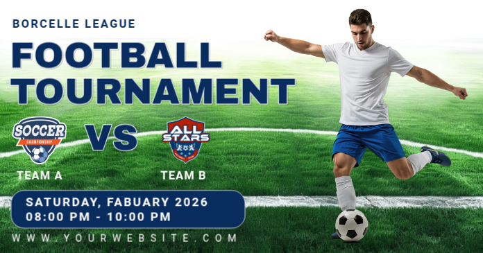 Green Football Tournament Facebook Shared Image Template | PosterMyWall